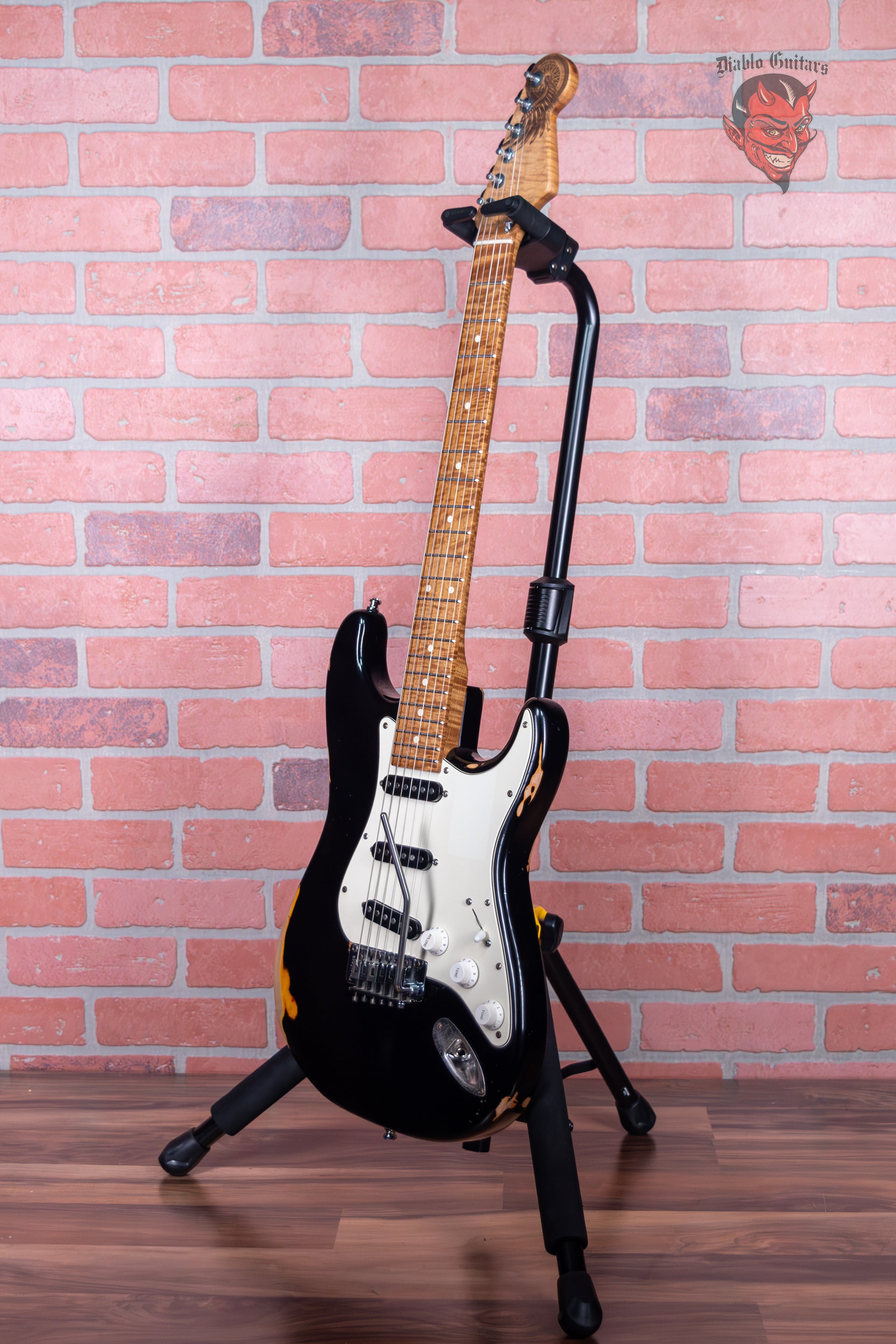 Medium Rare Guitars Diablo “Rat Strat” Relic Black Over Sunburst Heavy ...