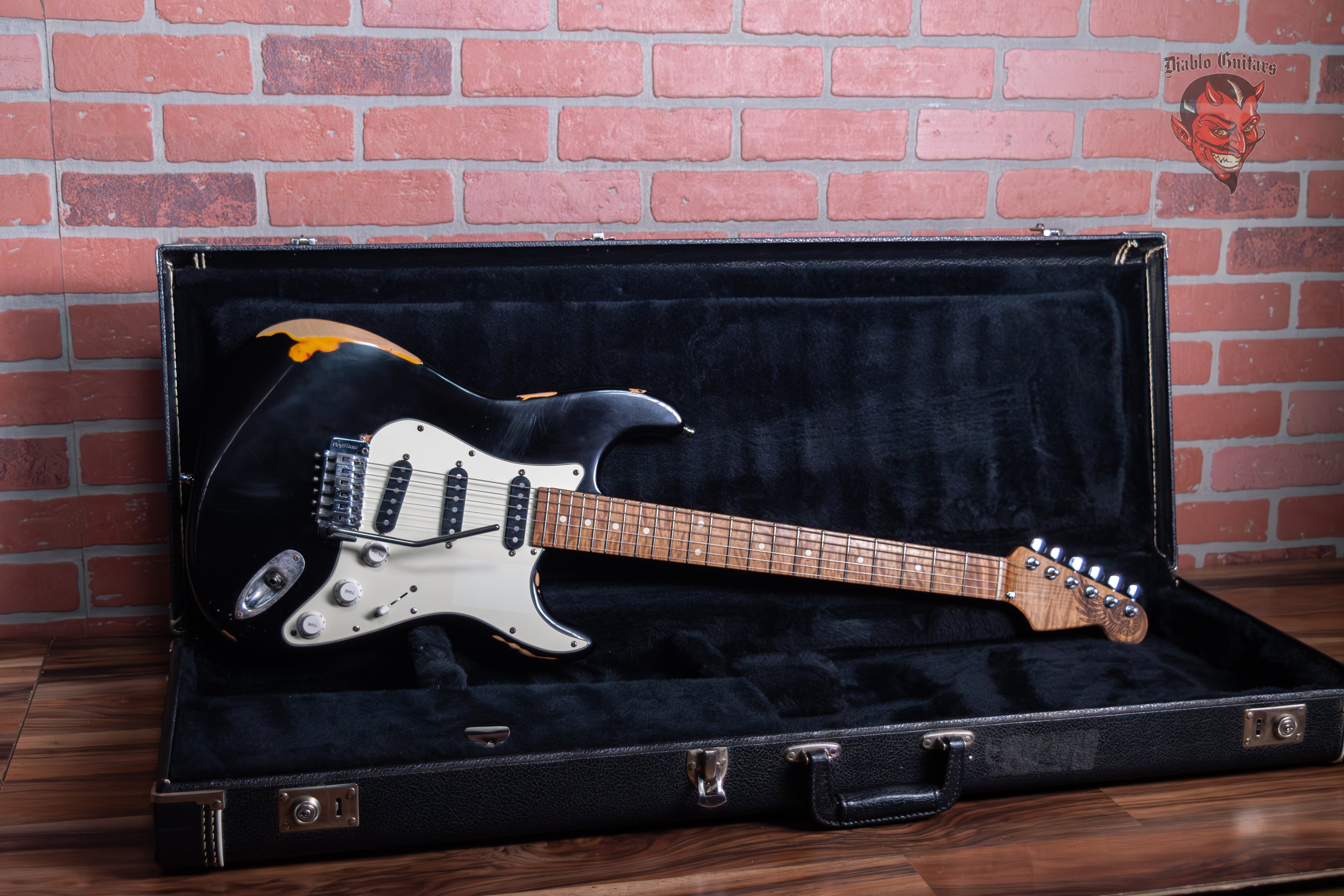 Medium Rare Guitars Diablo “Rat Strat” Relic Black Over Sunburst Heavy ...